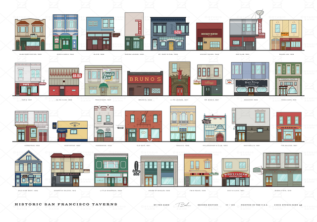 Historic San Francisco Taverns Poster — 2nd Edition
